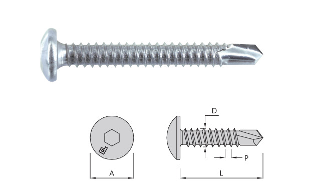 Vít tự khoan đầu Lục giác chìm, vật liệu SUS410/304/316/550